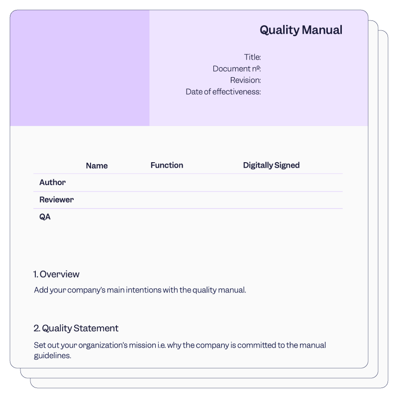 Quality Manual Template | Scilife